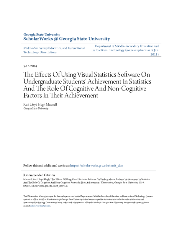 (PDF) The Effects Of Using Visual Statistics Software On Undergraduate ...