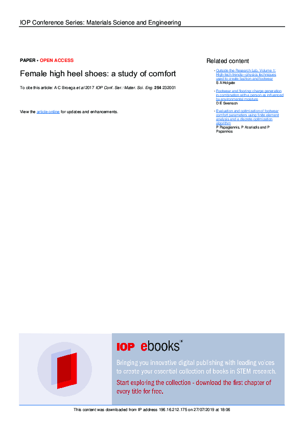 (PDF) Female high heel shoes: a study of comfort