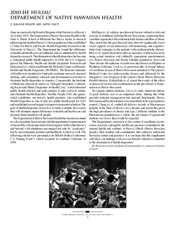 (PDF) 2010 He Huliau--Department of Native Hawaiian Health