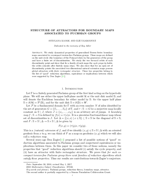 Pdf Structure Of Attractors For Boundary Maps Associated To Fuchsian