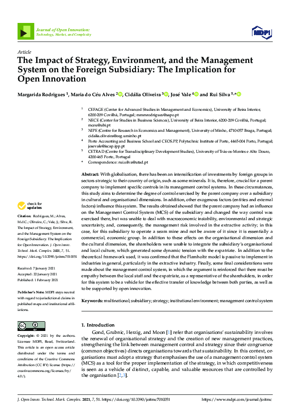 (PDF) The Impact of Strategy, Environment, and the Management System on the Foreign Subsidiary ...