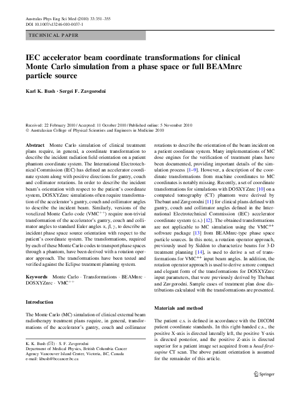 (PDF) IEC accelerator beam coordinate transformations for clinical Monte Carlo simulation from a ...