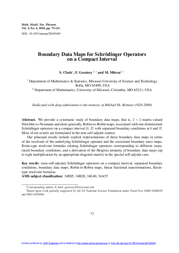 (PDF) Boundary Data Maps for Schrödinger Operators on a Compact Interval | Stephen Clark ...