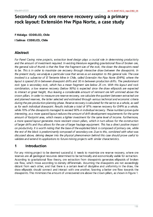 (PDF) Secondary rock ore reserve recovery using a primary rock layout ...
