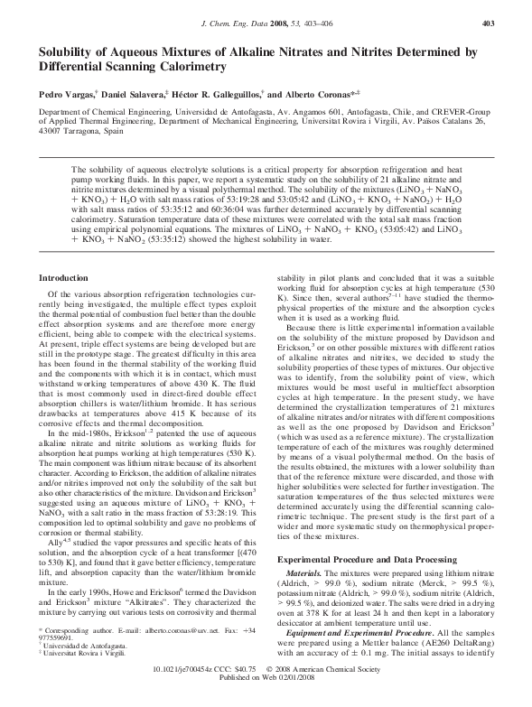 (PDF) Solubility of Aqueous Mixtures of Alkaline Nitrates and Nitrites ...
