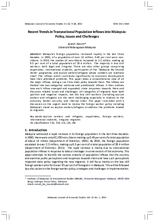 (PDF) Recent Trends in Transnational Population Inflows into Malaysia ...