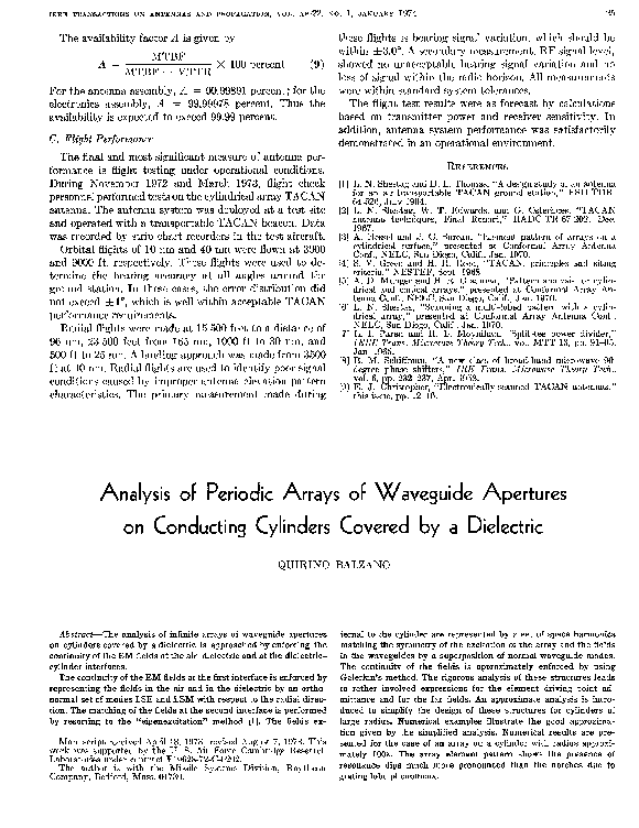 Pdf Analysis Of Periodic Arrays Of Waveguide Apertures On Conducting Cylinders Covered By