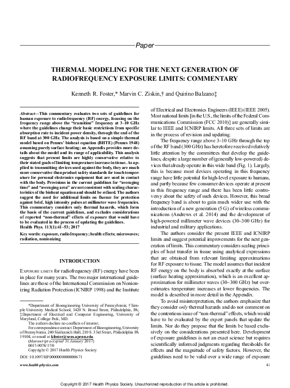 (PDF) Thermal Modeling for the Next Generation of Radiofrequency ...