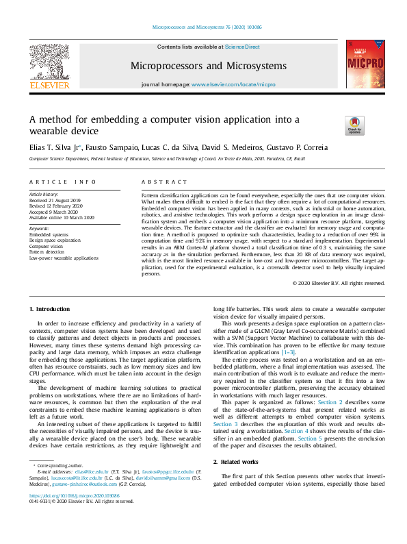 (PDF) A method for embedding a computer vision application into a ...