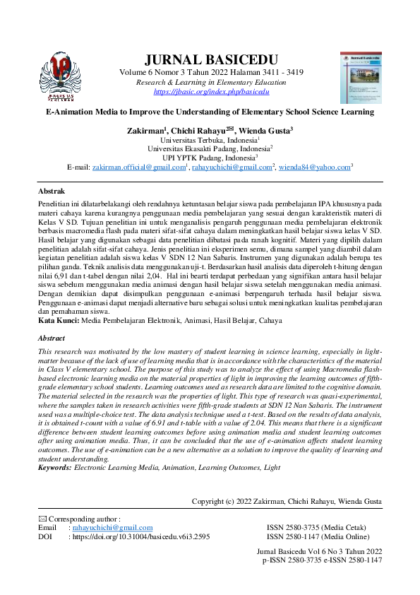 (PDF) E-Animation Media to Improve The Understanding of Elementary ...
