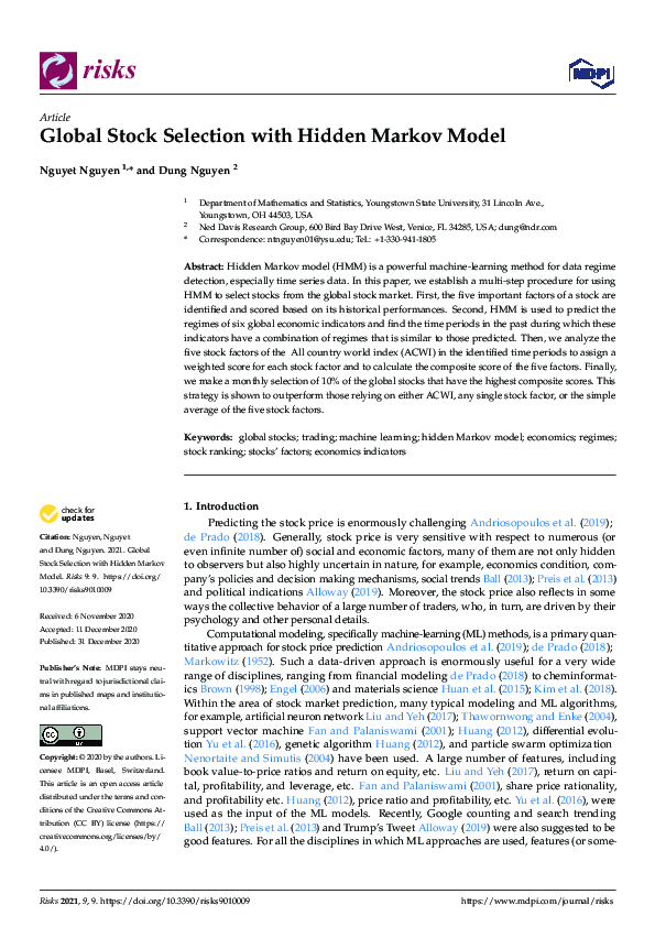 Pdf Global Stock Selection With Hidden Markov Model