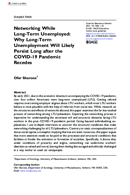 (PDF) Networking While Long-Term Unemployed: Why Long-Term Unemployment ...