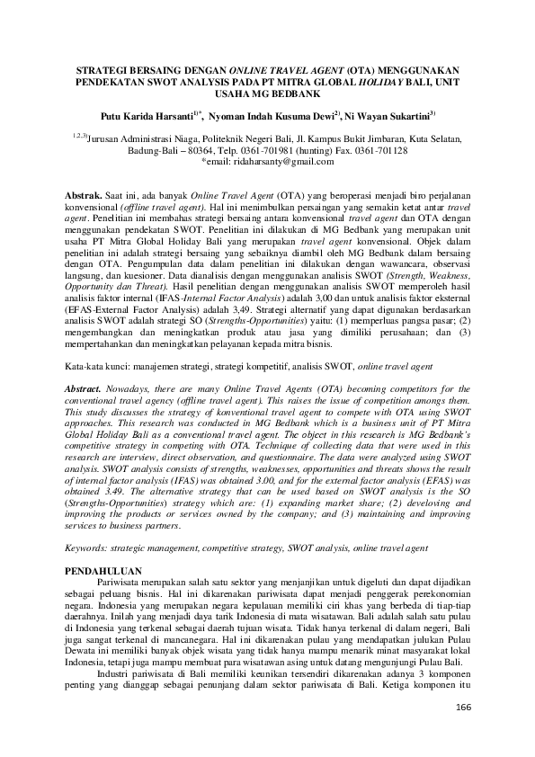 (PDF) Strategi Bersaing Dengan Online Travel Agent (Ota) Menggunakan ...