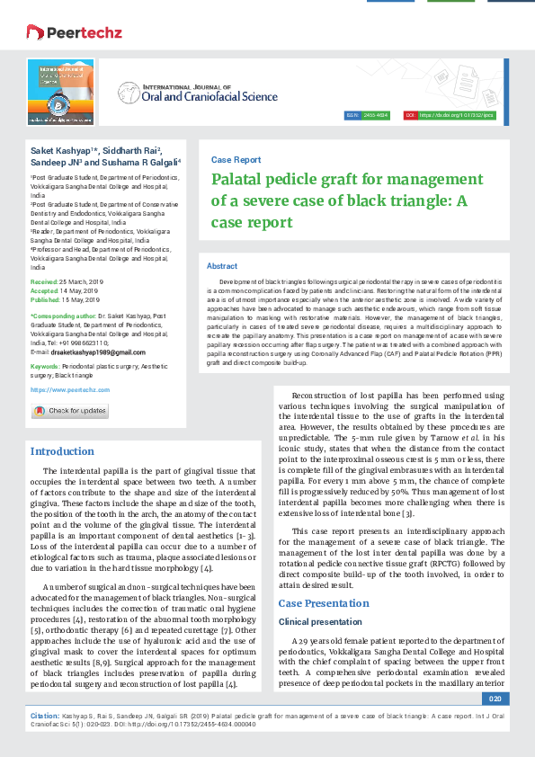 Pdf Palatal Pedicle Graft For Management Of A Severe Case Of Black