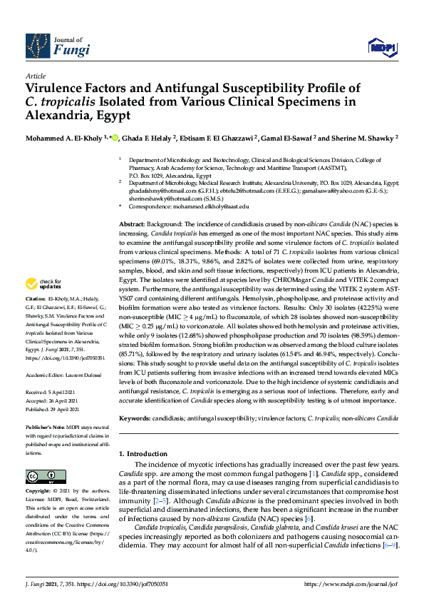 (PDF) Virulence Factors and Antifungal Susceptibility Profile of C ...