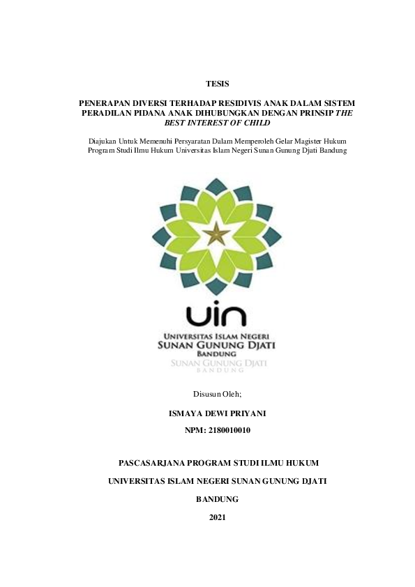 (PDF) Penerapan diversi terhadap residivis anak dalam sistem peradilan pidana anak dihubungkan ...