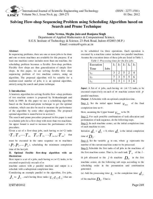 Pdf Solving Flow Shop Sequencing Problem Using Scheduling Algorithm