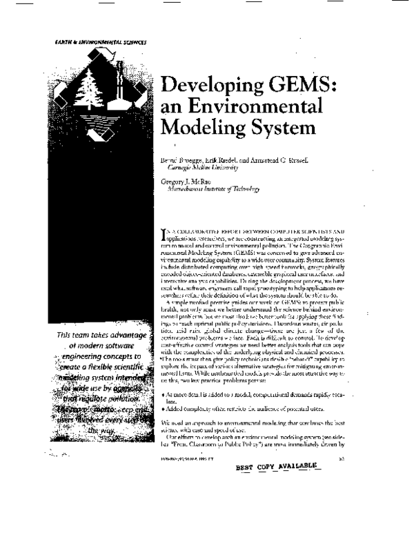 (PDF) Developing GEMS: an environmental modeling system