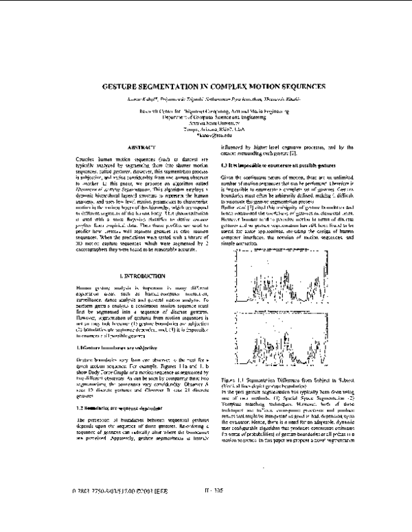 (PDF) Gesture segmentation in complex motion sequences