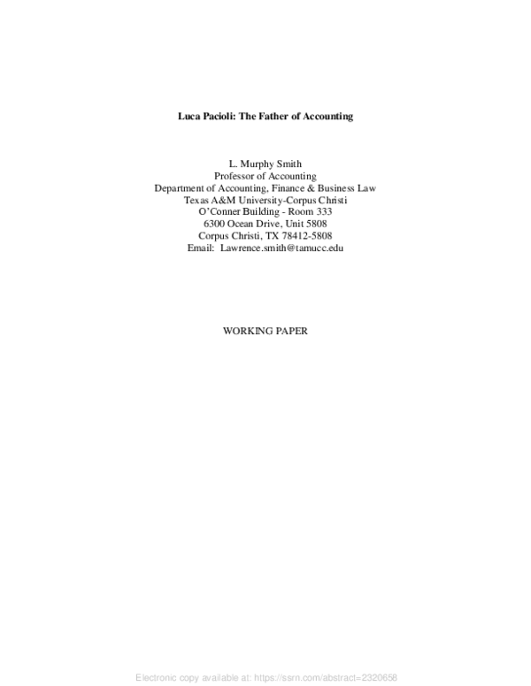 (PDF) Luca Pacioli: The Father of Accounting