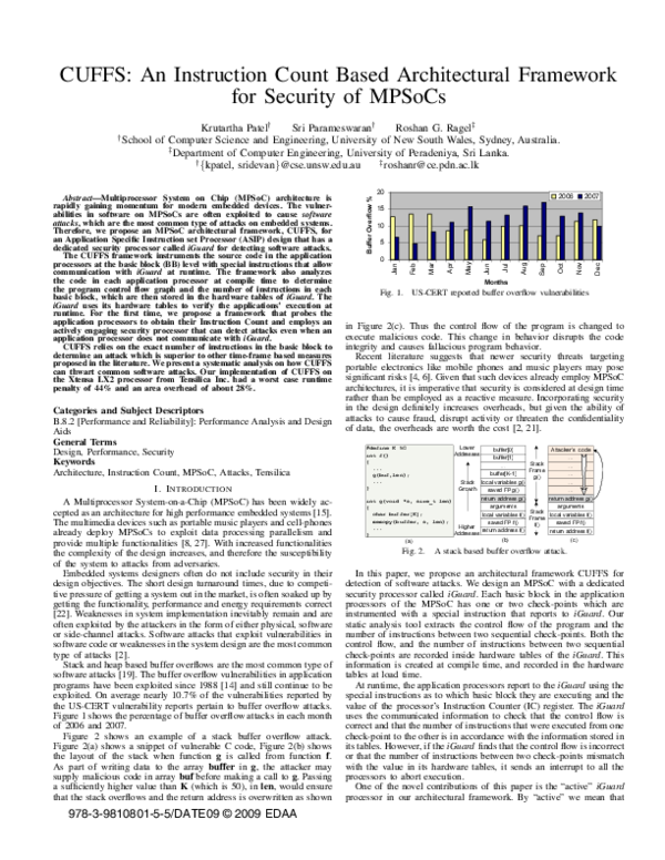Pdf Cuffs An Instruction Count Based Architectural Framework For Security Of Mpsocs