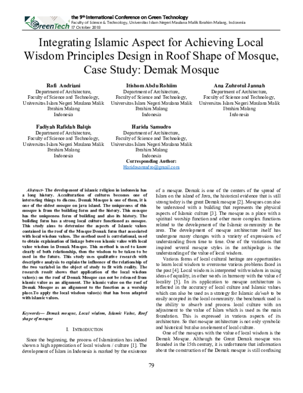 (PDF) Integrating Islamic Aspect for Achieving Local Wisdom Principles ...