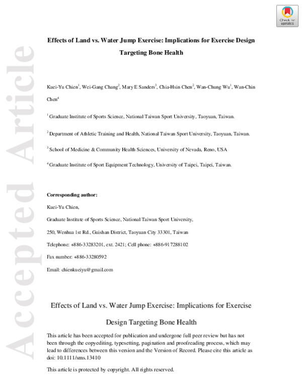 (PDF) Effects of land vs water jump exercise: Implications for exercise ...