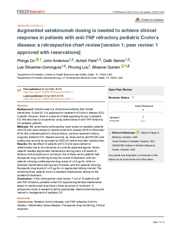 (PDF) Augmented Ustekinumab Dosing in Pediatric CD