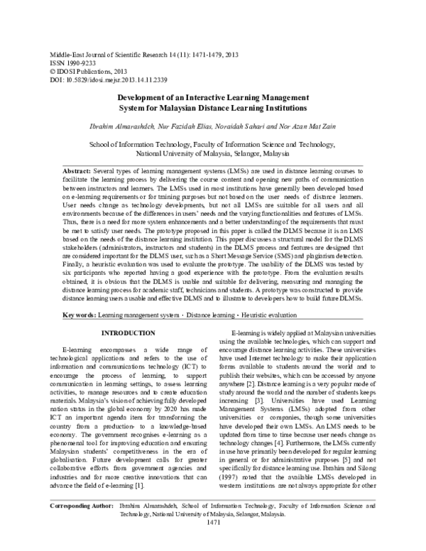 (PDF) Development of an Interactive Learning Management System for ...