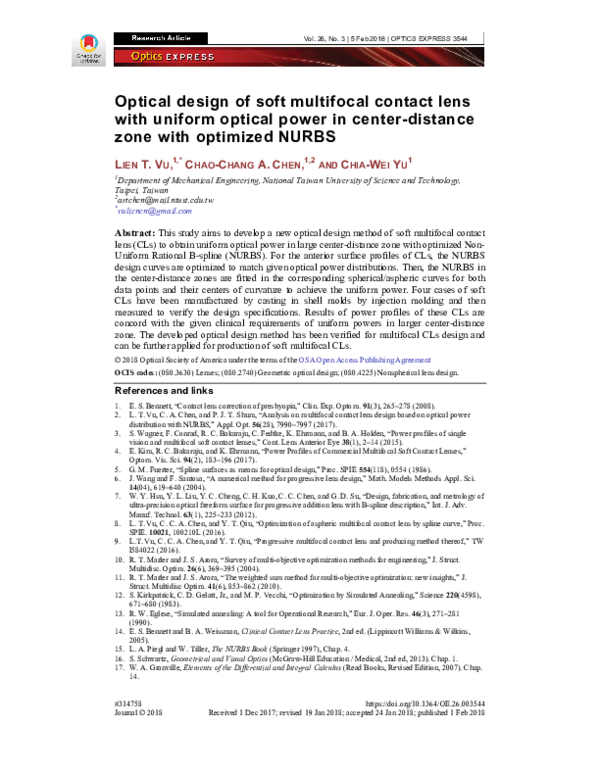 (PDF) Optical design of soft multifocal contact lens with uniform ...