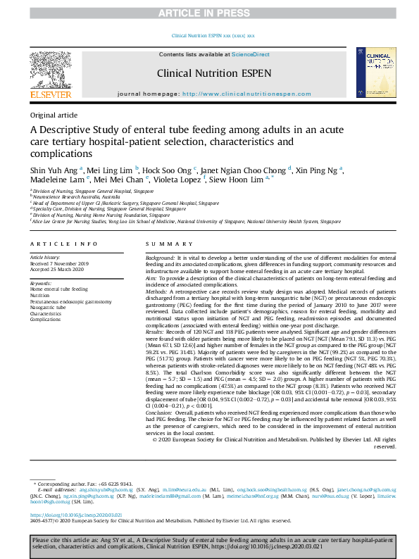 (PDF) A Descriptive Study of enteral tube feeding among adults in an ...