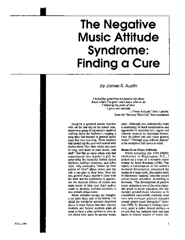 (PDF) The Negative Music Attitude Syndrome: Finding a Cure | James ...