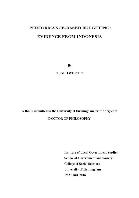(PDF) Performance-based budgeting: evidence from Indonesia