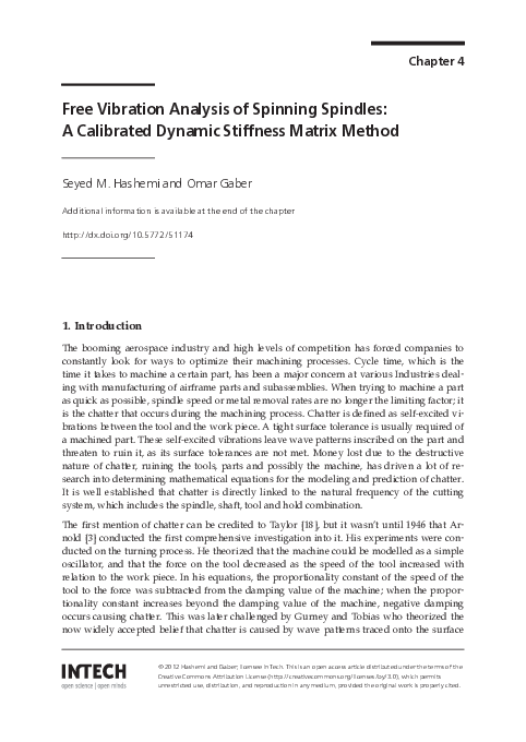 (PDF) Free Vibration Analysis of Spinning Spindles: A Calibrated Dynamic Stiffness Matrix Method
