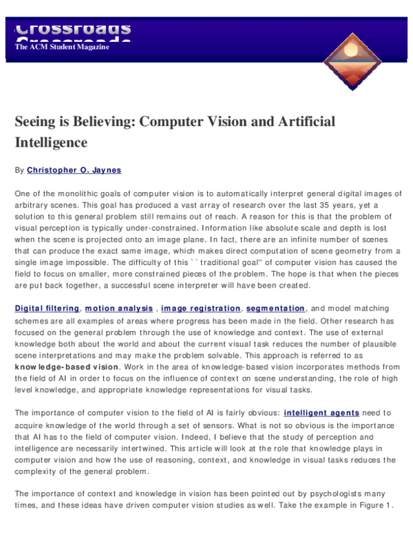 (PDF) Computer vision and artificial intelligence