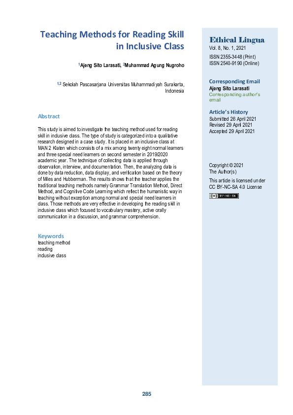 (PDF) Effective Reading Teaching in Inclusive Classes