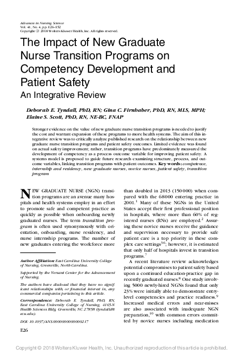 (PDF) The Impact of New Graduate Nurse Transition Programs on ...