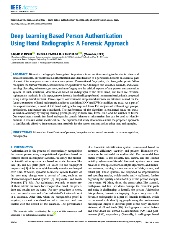 Pdf Deep Learning Based Person Authentication Using Hand Radiographs A Forensic Approach