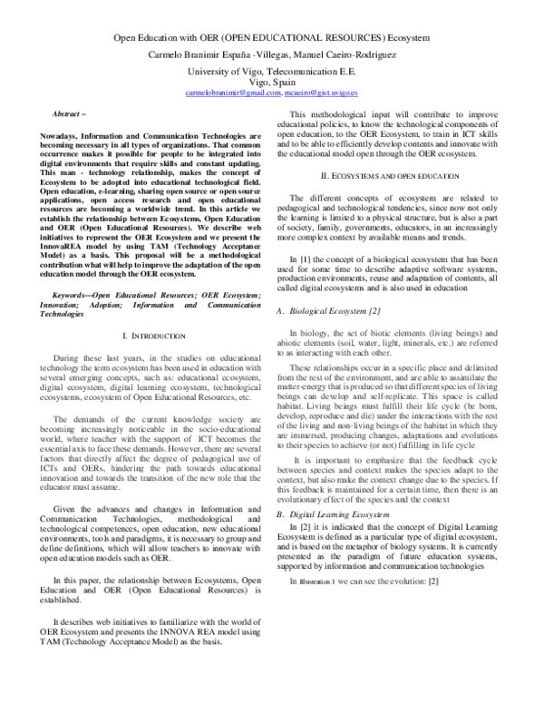 (PDF) Open Education with OER (OPEN EDUCATIONAL RESOURCES) Ecosystem