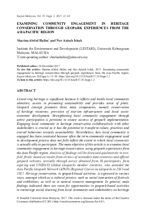 (PDF) Examining Community Engagement in Heritage Conservation Through ...
