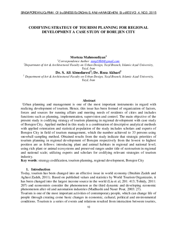 (PDF) Codifying Strategy of Tourism Planning for Regional Development ...