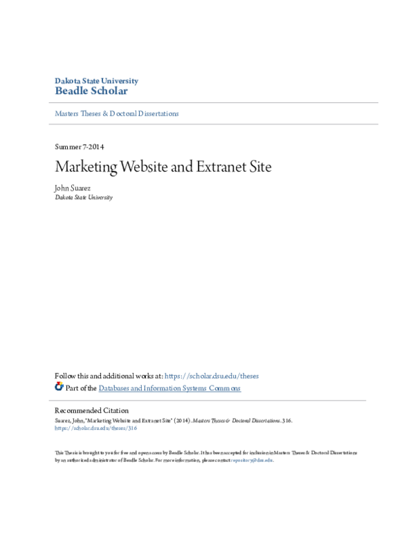 (PDF) Marketing Website and Extranet Site