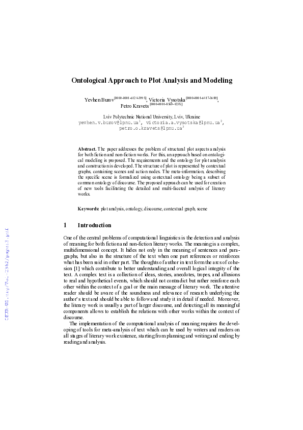 (PDF) Ontological Approach to Plot Analysis and Modeling | Eugene Burov ... (PDF) Ontological Approach to Plot Analysis and Modeling | Eugene Burov ...
