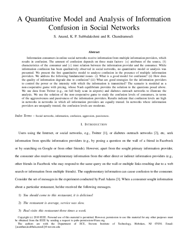 (PDF) A Quantitative Model and Analysis of Information Confusion in ...