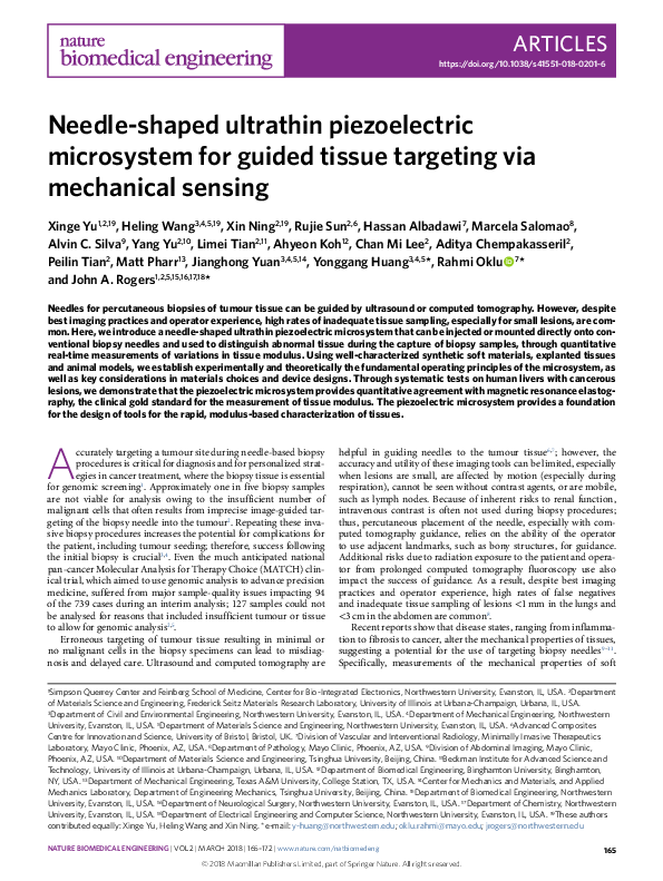 (PDF) Needle-shaped ultrathin piezoelectric microsystem for guided ...