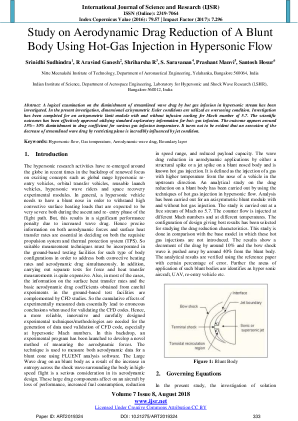 (PDF) Study on Aerodynamic Drag Reduction of A Blunt Body Using Hot-Gas ...