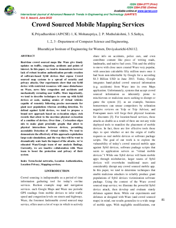 (PDF) Crowd Sourced Mobile Mapping Services