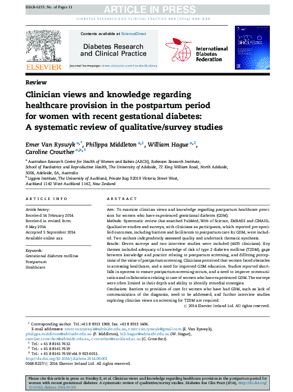 (PDF) Clinician views and knowledge regarding healthcare provision in ...