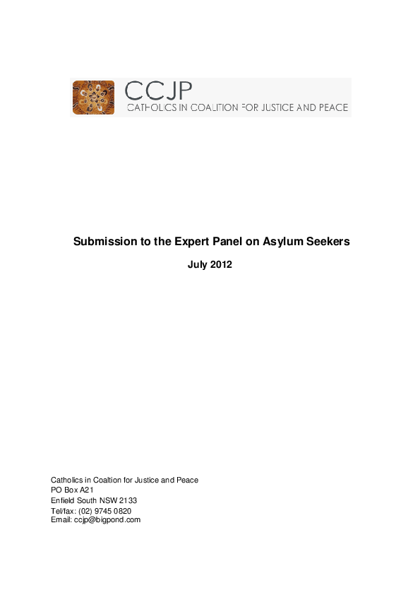 (PDF) Submission to Expert Panel on Asylum Seekers