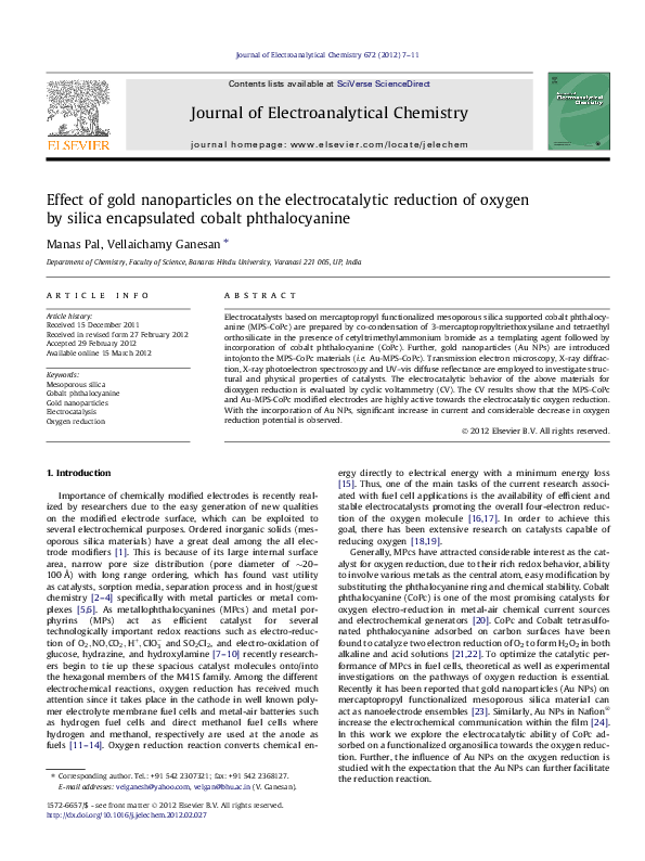 (PDF) Effect of gold nanoparticles on the electrocatalytic reduction of oxygen by silica ...